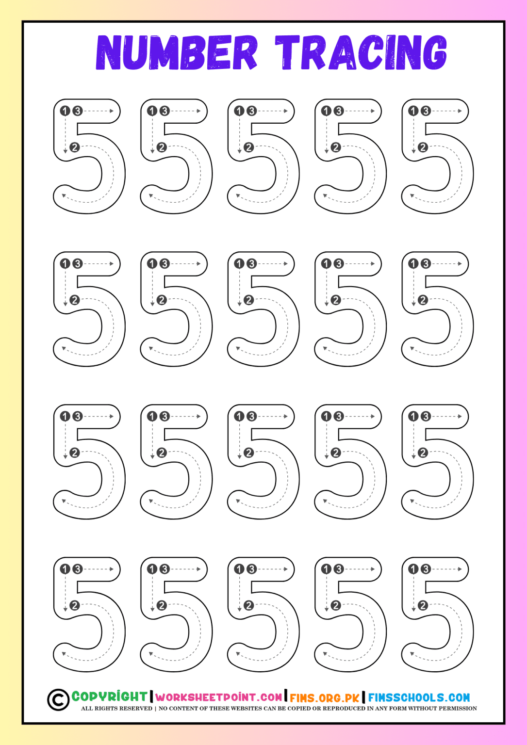 Free Printable Number Tracing Worksheets - Fimsschools