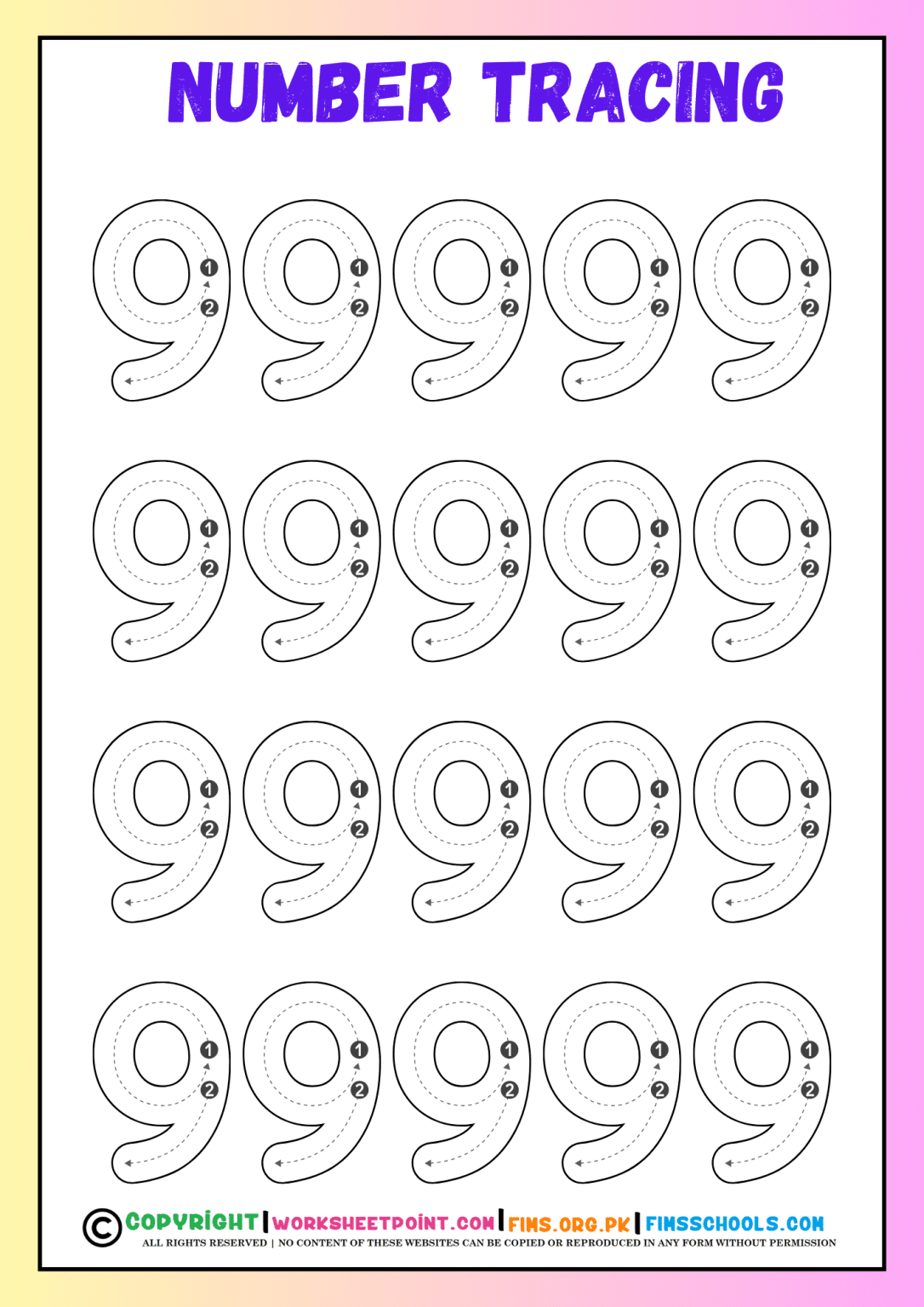 Free Printable Number Tracing Worksheets - Fimsschools