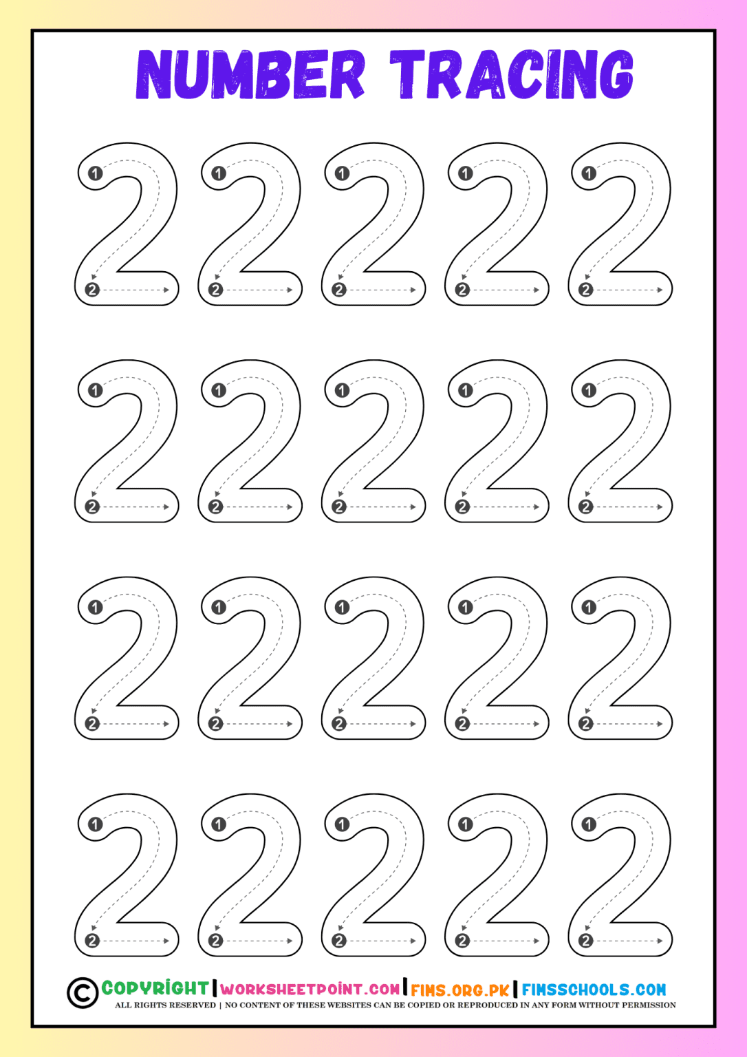 Free Printable Number Tracing Worksheets - Fimsschools